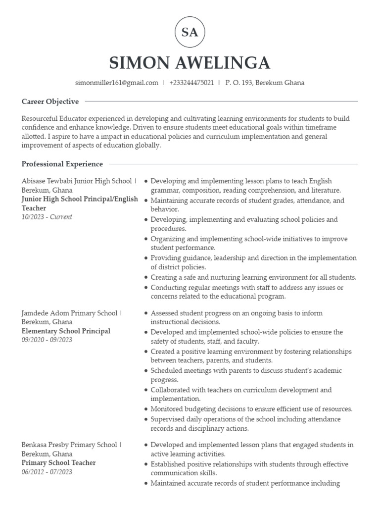 SIMON_CV | PDF | Teachers | Schools