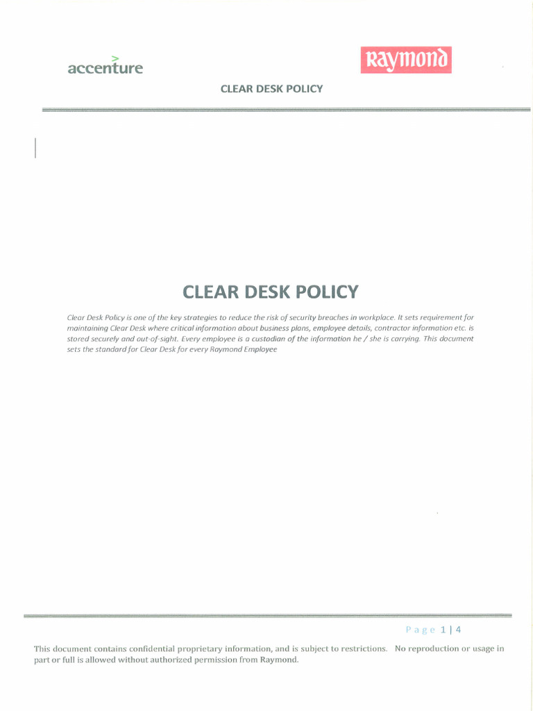 Clear Desk Policy | PDF
