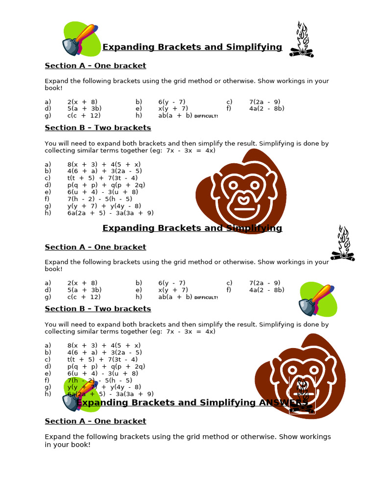 Expanding Brackets and Simplifying (1) | PDF