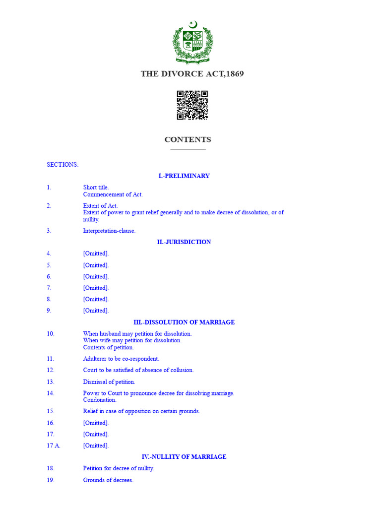 The Divorce Act, 1869 | PDF | Annulment | Divorce