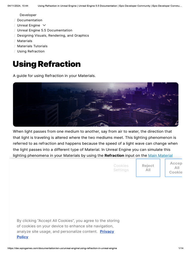 Using Refraction in Unreal Engine - Unreal Engine 5.5 Documentation - Epic Developer Community ...