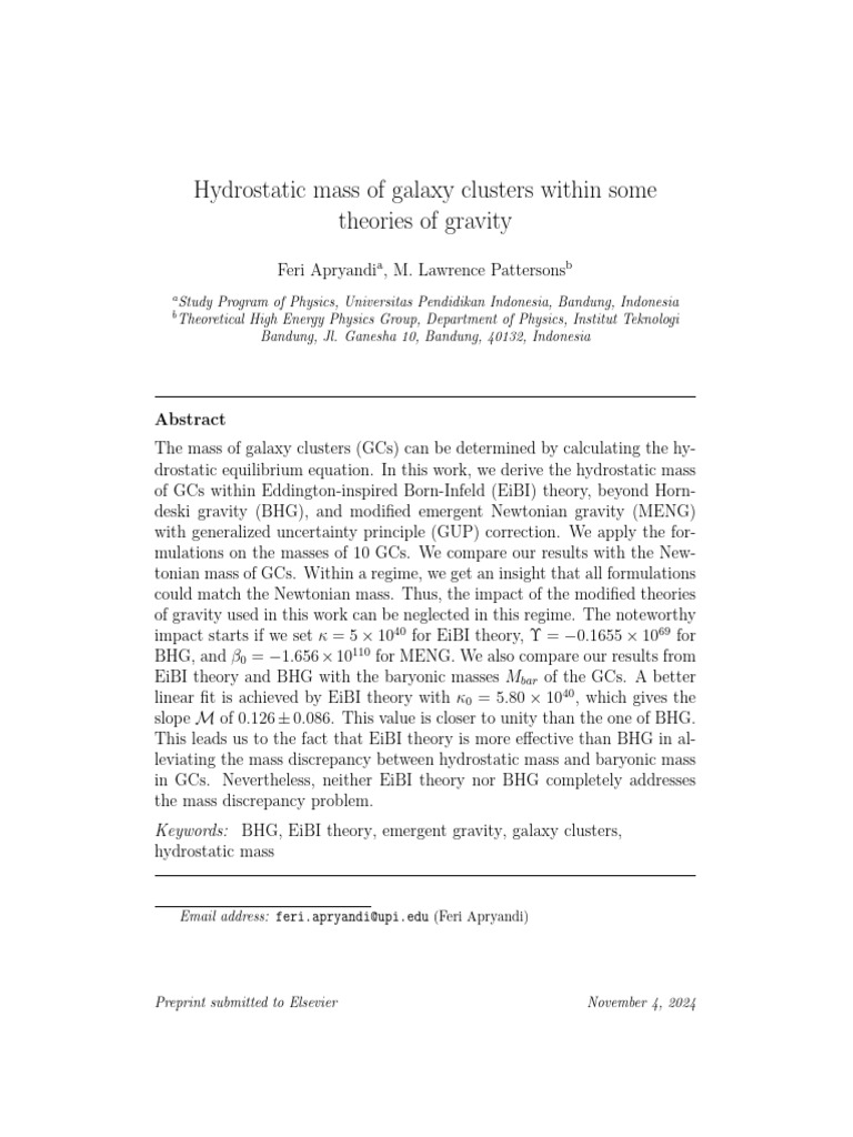 Hydrostatic Mass of Galaxy Clusters Within Some Theories of Gravity ...