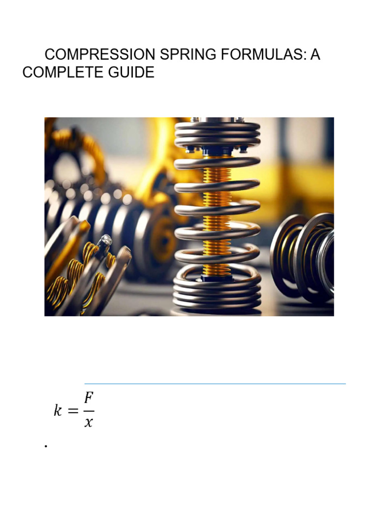 COMPRESSSION SPRING FORMULAS | PDF | Elasticity (Physics) | Deformation ...