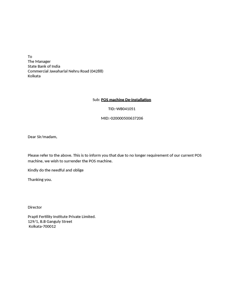 Pos Surrender Letter Pdf Finance And Money Management