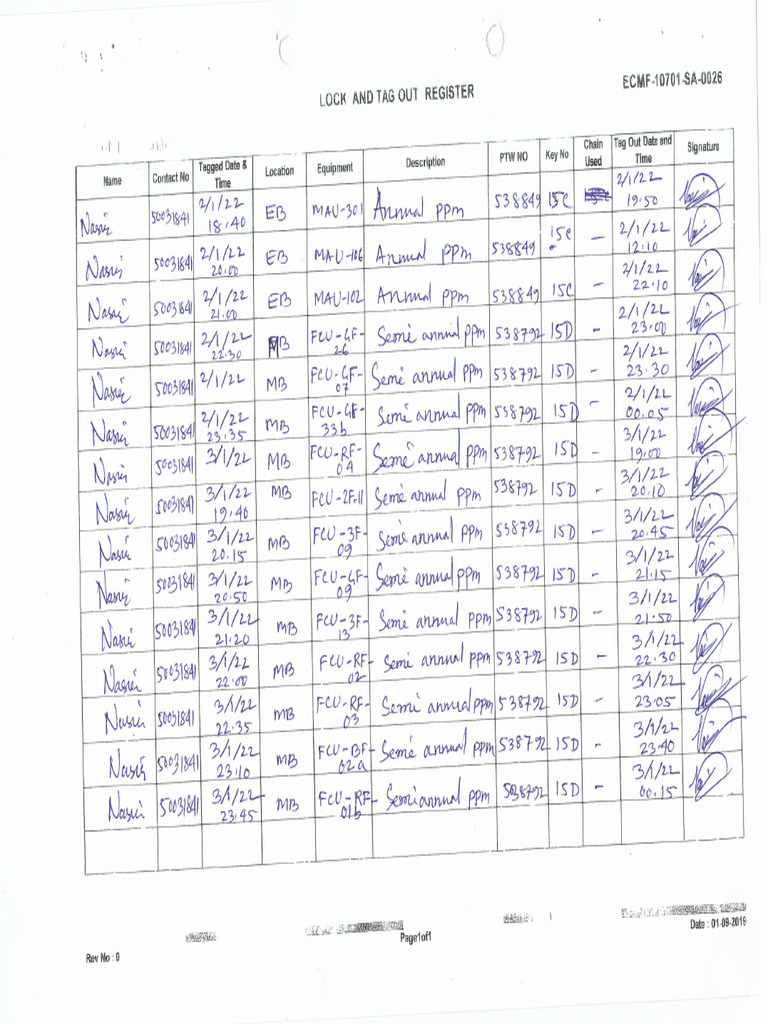 QNCC Loto Register Sample | PDF