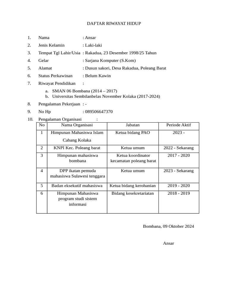 CV Ansar, S.Kom2 | PDF