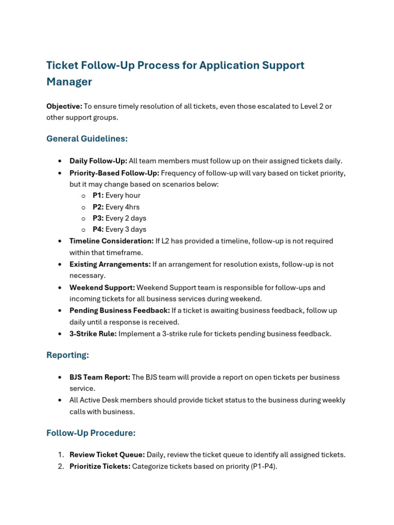 Ticket Follow-Up Guidelines for Support | PDF