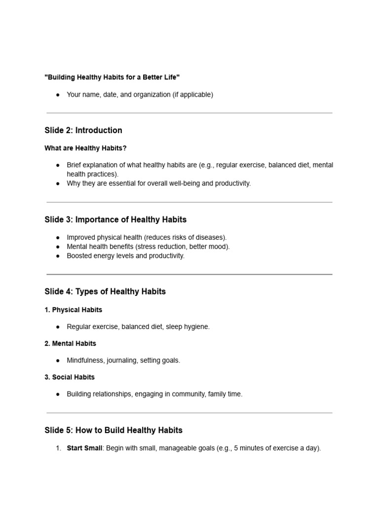 Building Healthy Habits For A Better Life | PDF | Social Media ...