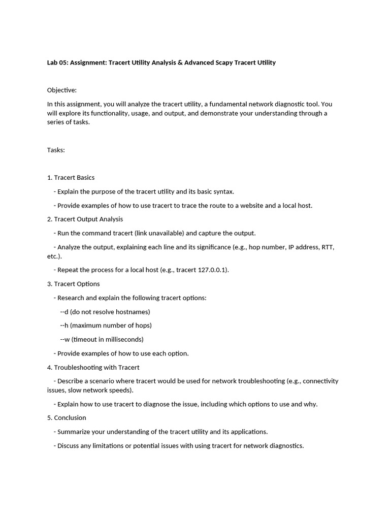 Tracert Utility Assignment | PDF | Computer Networking | Computer ...