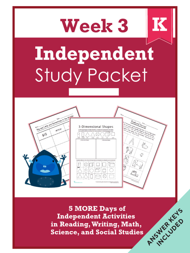 Independent Study Packet Kindergarten Week 3 | PDF | Shape | Feeling