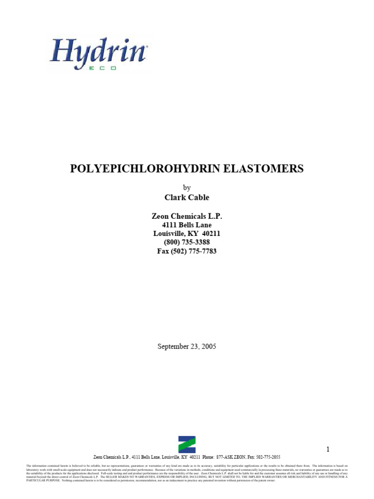 Polyepichlorohydrin Elastomers Guide | PDF | Extrusion | Polymers