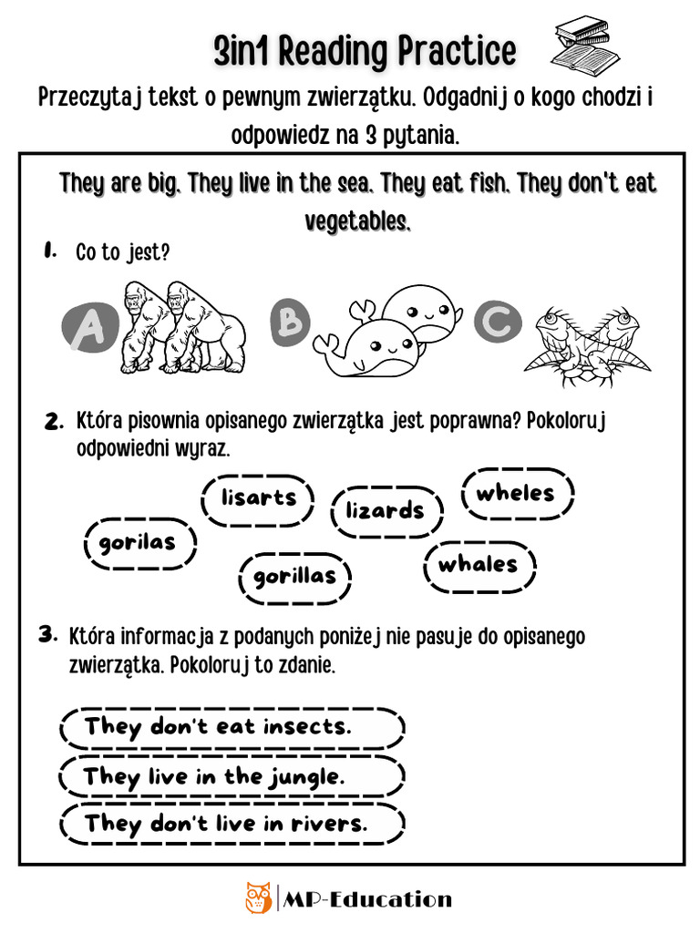 Animals - 3in1 Reading Practise | PDF