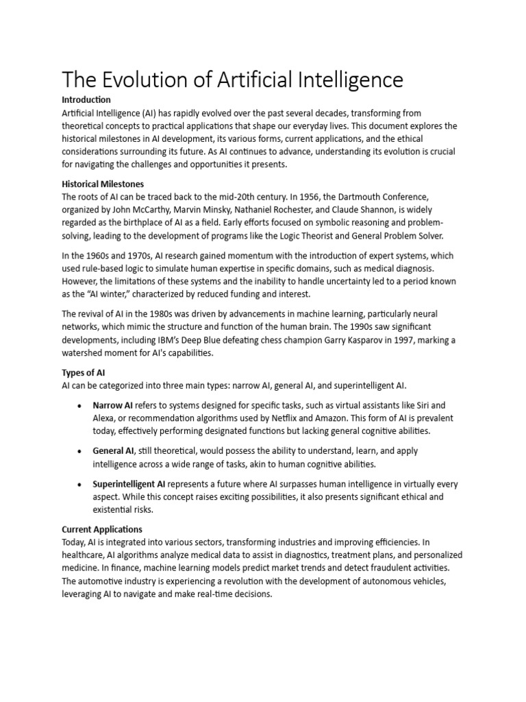 The Evolution of Artificial Intelligence | PDF | Artificial ...