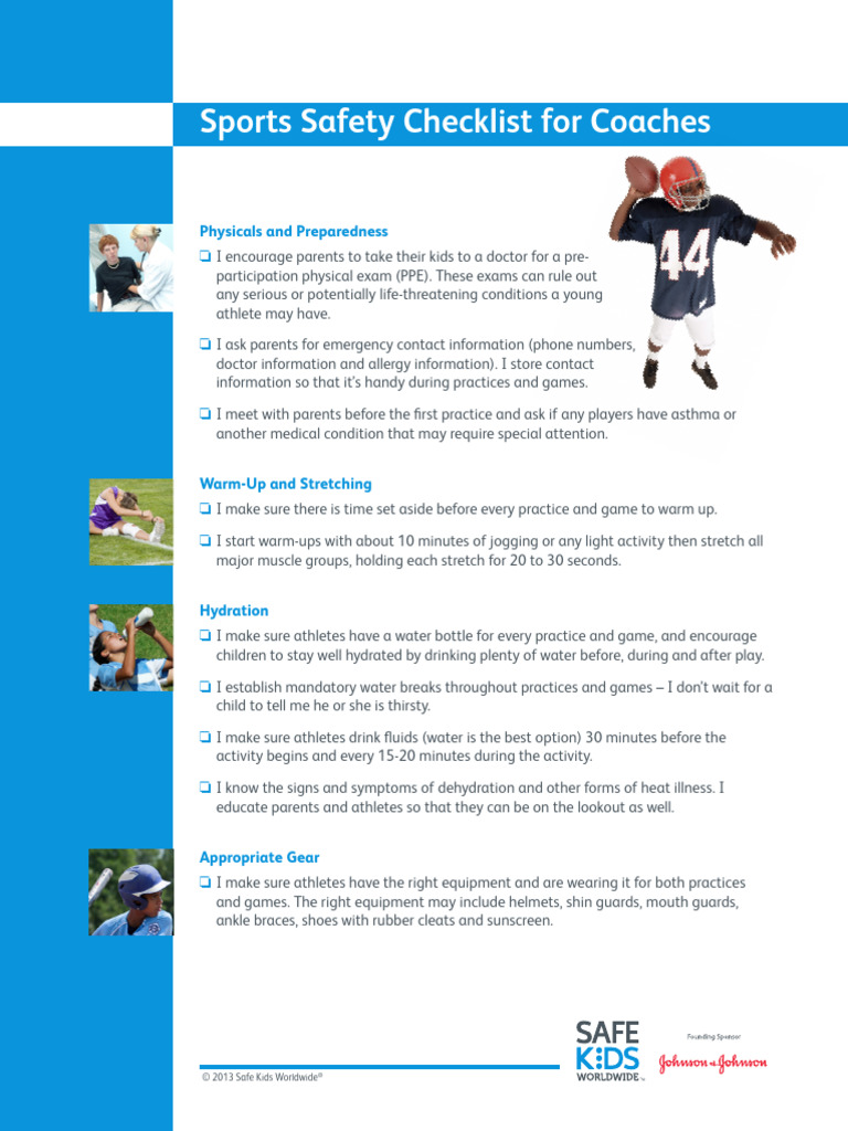 Sports Safety Checklist For Coaches 2014 | PDF | Concussion | Causes Of ...