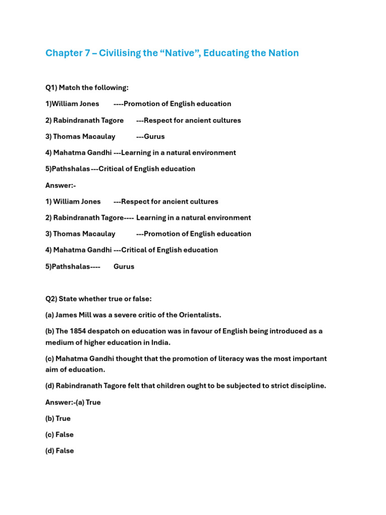 CH 6 HISTORY CLASS 8TH | PDF | Mahatma Gandhi | Rabindranath Tagore