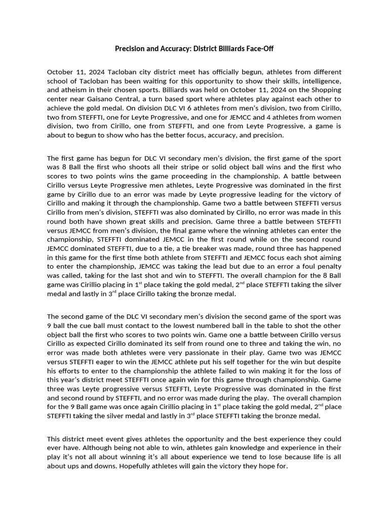 Precision and Accuracy | PDF | Precision Sports | Games Of Physical Skill