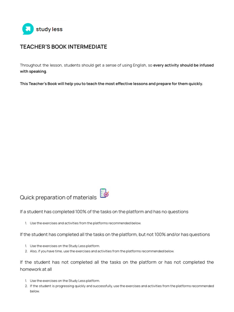 Teacher's Book Intermediate (1st month) | PDF | Reading Comprehension ...
