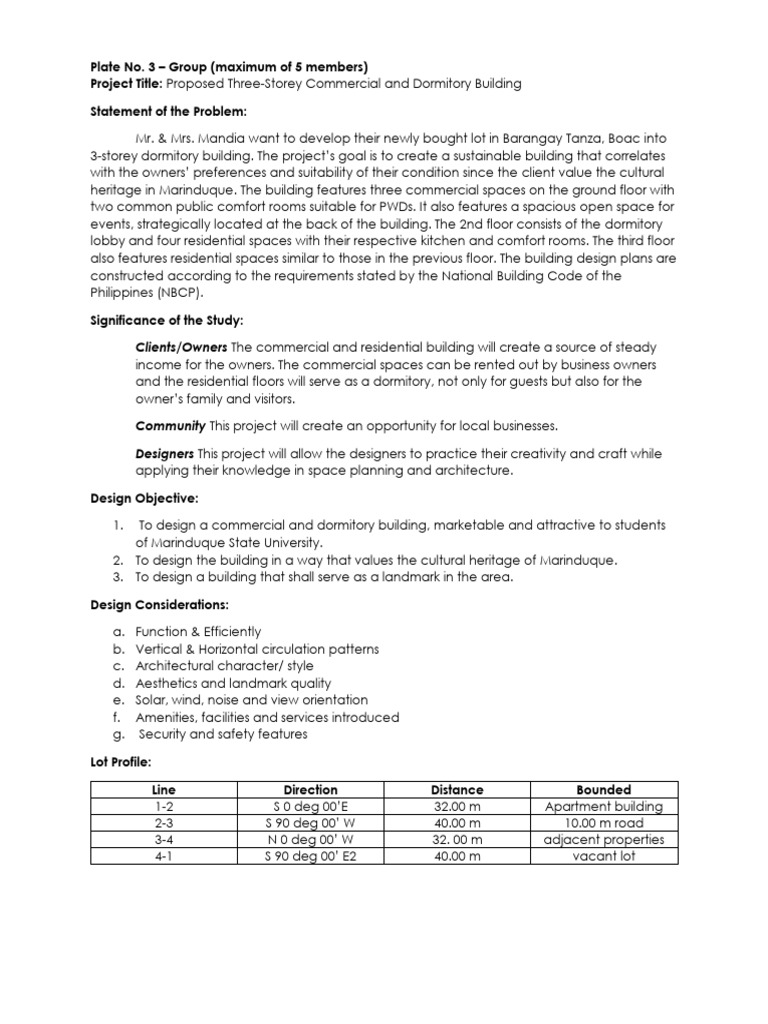 Three-Storey Dormitory With Commercial | PDF | Building | Buildings And ...