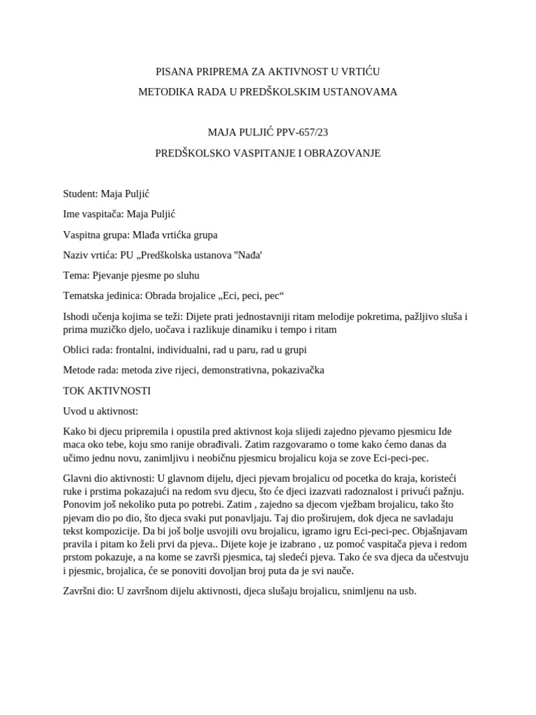Pjevanje Pjesme Po Sluhu | PDF