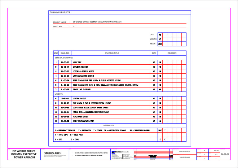 El-00-01 - Drawing Regist | PDF | Construction Management | Design