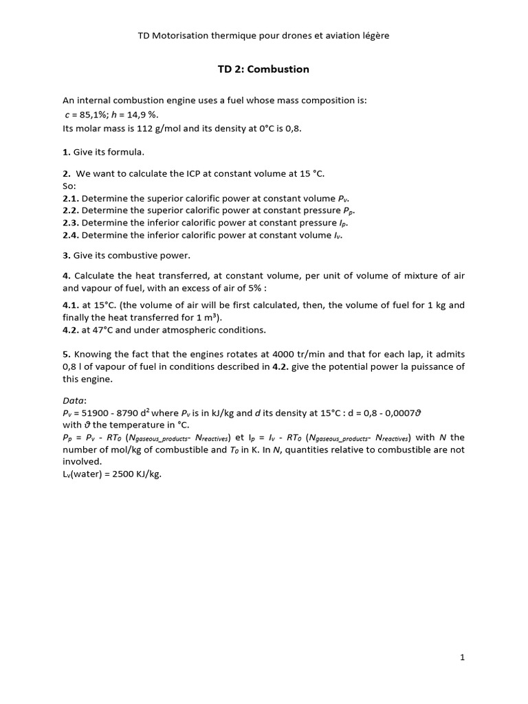 TD2 Combustion | PDF