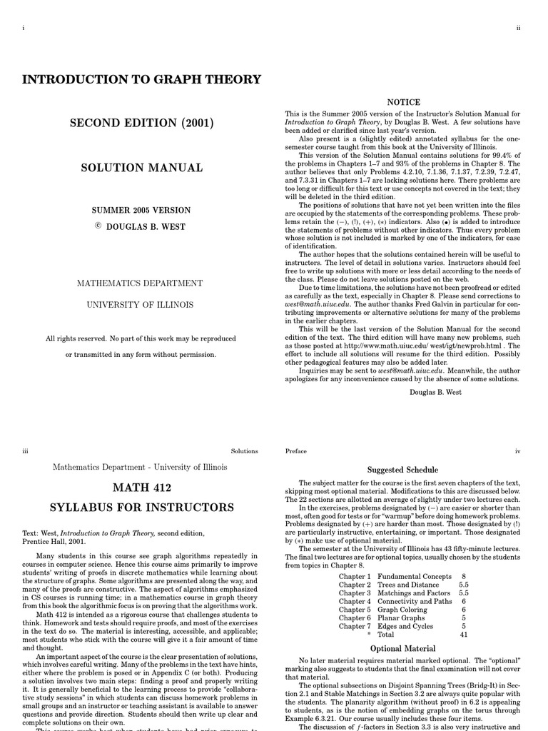 Introduction To Graph Theory Second Edition Solution Manual (By Douglas ...