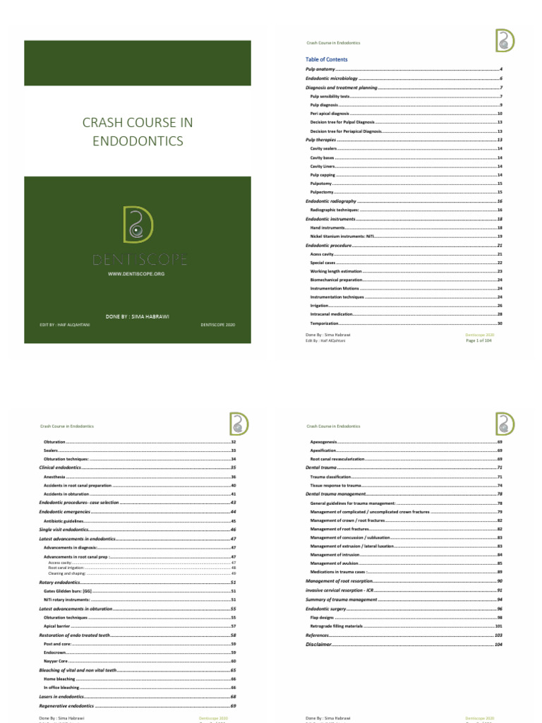 ? 2. Crash Course in Endodontics | PDF | Medical Specialties | Dentistry Branches