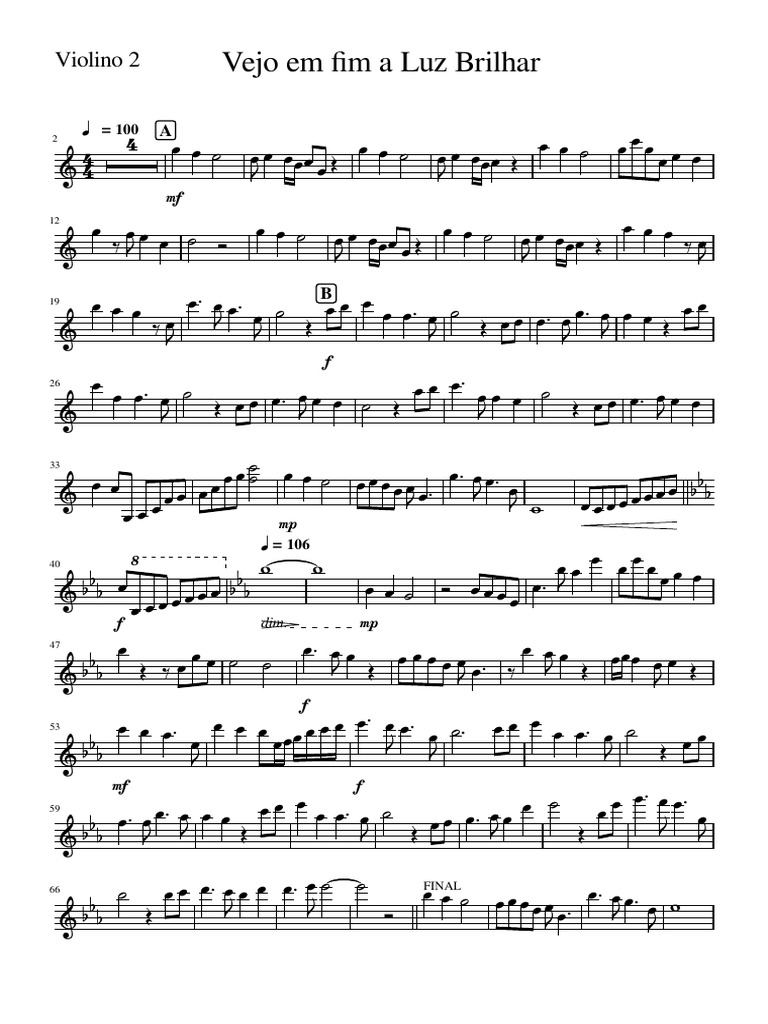 Vejo em Fim A Luz Brilhar - Violino - 2 | PDF