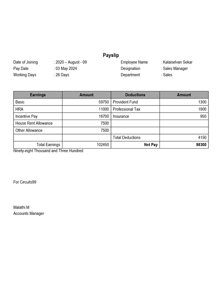 Payslip | PDF | Paycheck | Tax Deduction