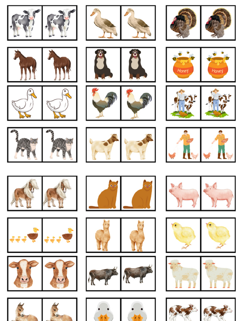 Farm Animal Matching Memory Game Cards Redcd | PDF