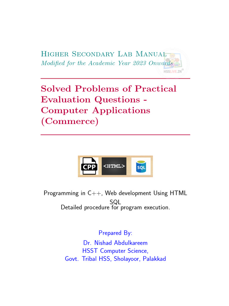 Hsslive Computer Appl Lab Record Ver 2-5 | PDF | Html Element | Html