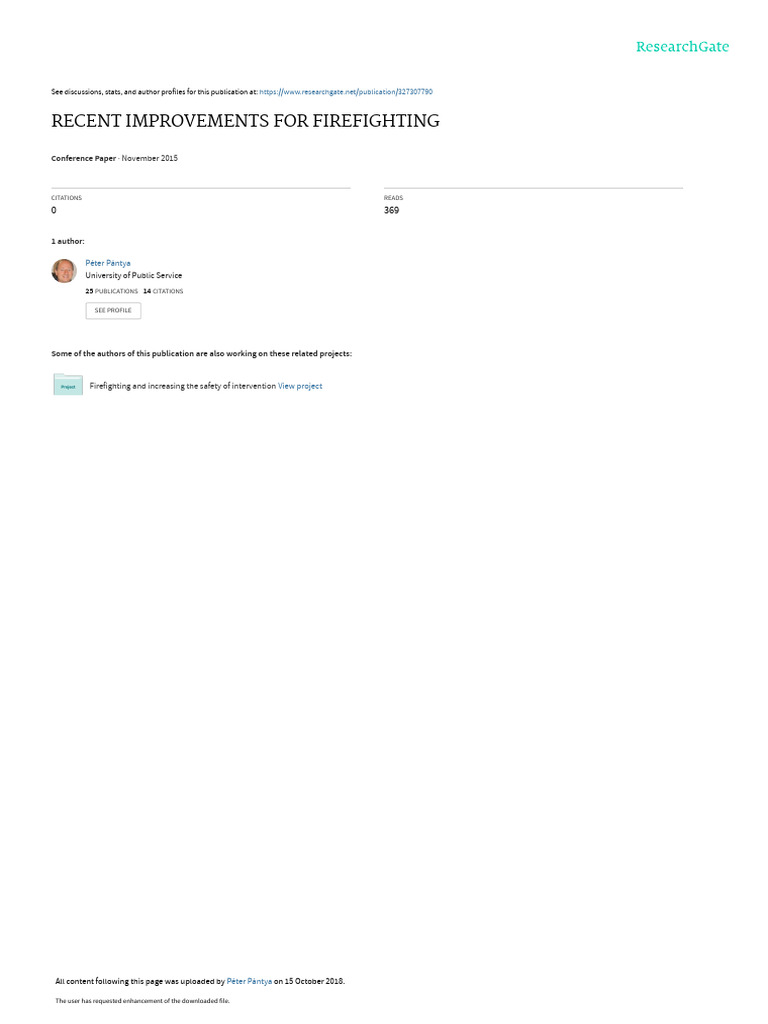 RECENT IMPROVEMENTS FOR FIREFIGHTING | PDF | Firefighter | Firefighting