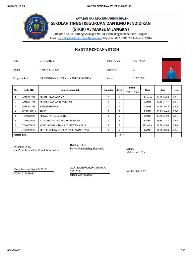 Krs Semester 2 | PDF