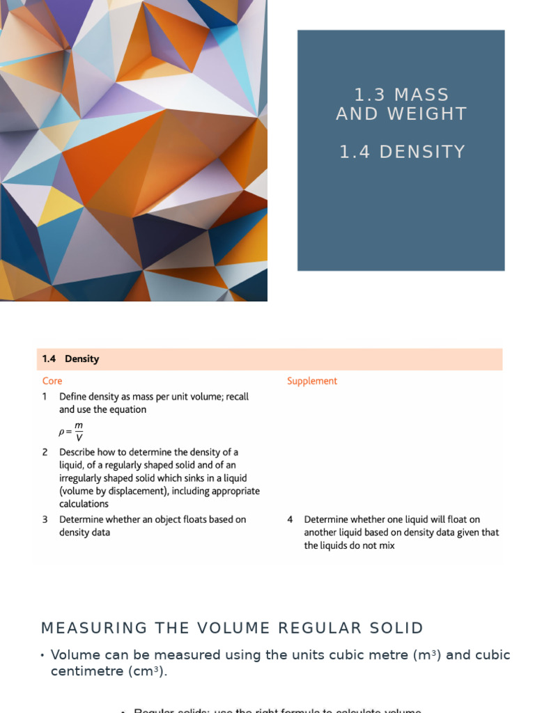 2-Mass Density PPT Physics | PDF | Weight | Gravity