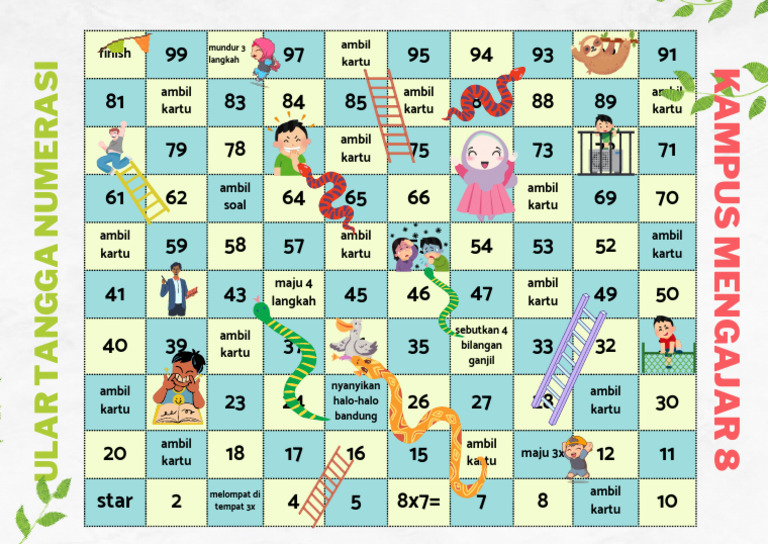 Snakes and Ladders Board Game A4 | PDF