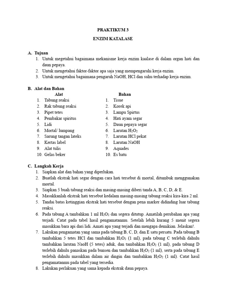 Format Laprak Enzim Katalase Fiks | PDF