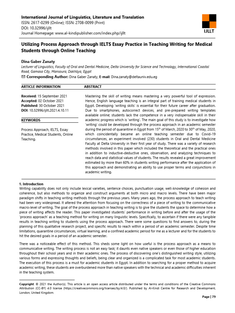 Utilizing Process Approach Through IELTS | PDF | Semantics | English As A Second Or Foreign Language