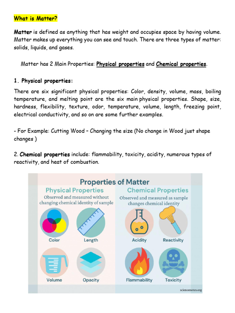 Review 1 properties of matter | PDF | Chemical Substances | Matter