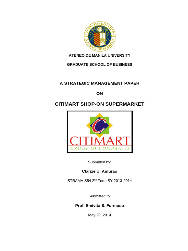 CITIMART StraMa | PDF | Goal | Strategic Management