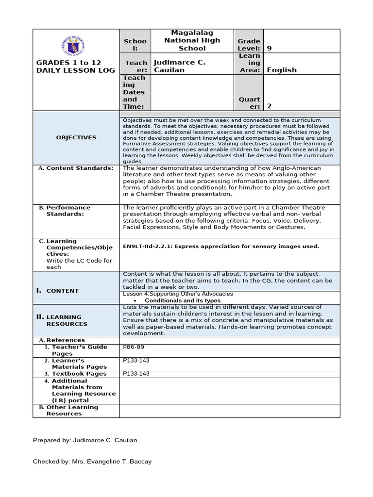 template dll 2nd grading | PDF | Learning | Curriculum