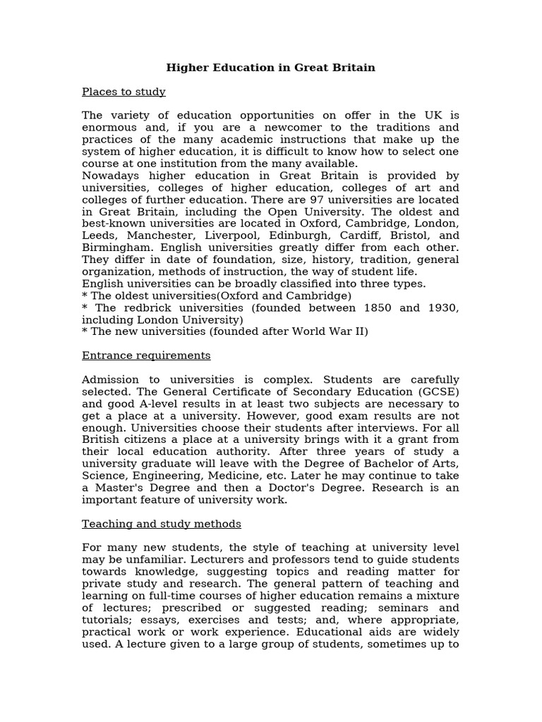 Higher Education Options in Great Britain | PDF | Academic Degree | Thesis