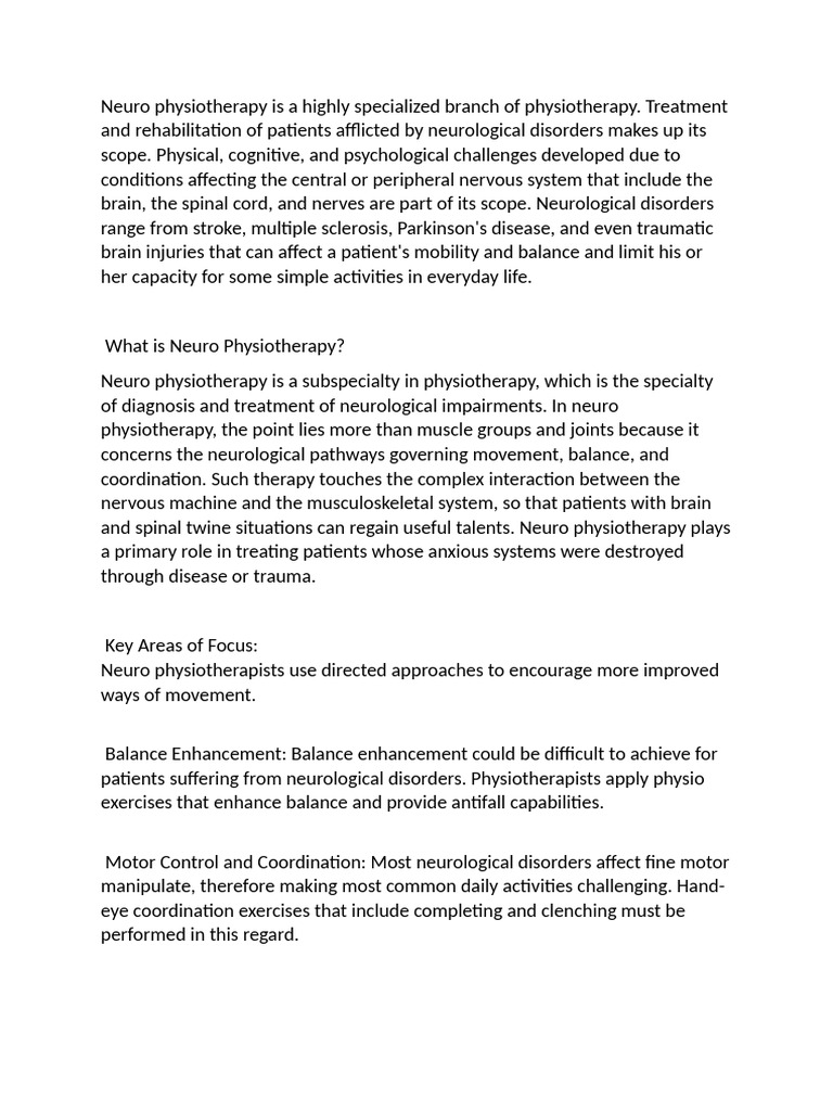 Introduction To Neuro Physiotherapy | PDF | Physical Therapy | Neurology