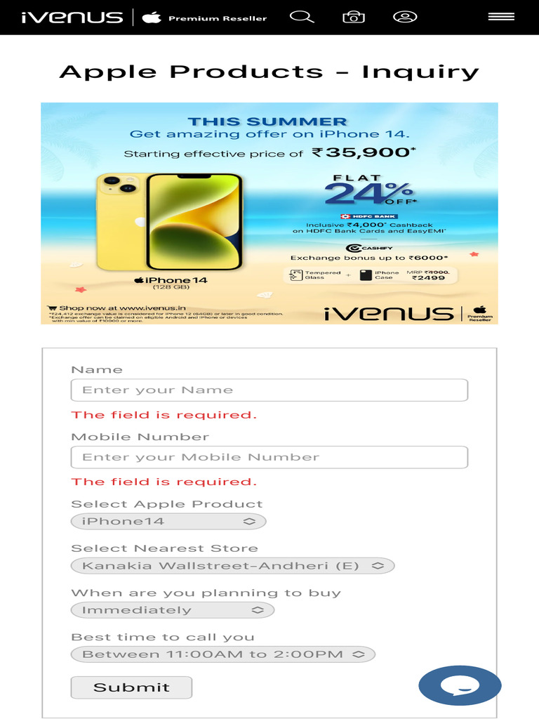 Mumbai Store Lead Form - IVenus | PDF