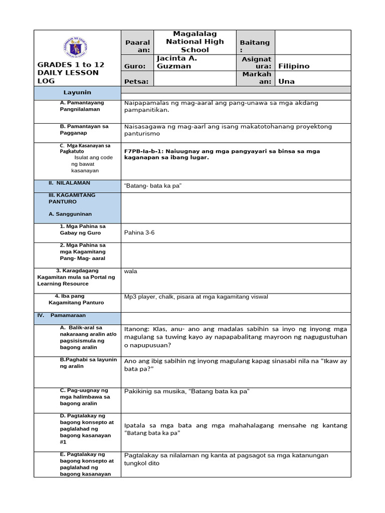 Week 1 Day 1 Fil | PDF