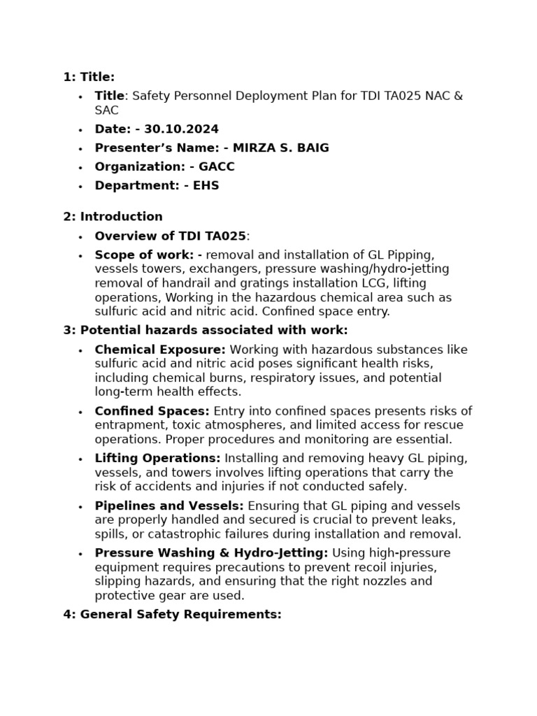 Safety Deployment for TDI TA025 | PDF | Personal Protective Equipment ...