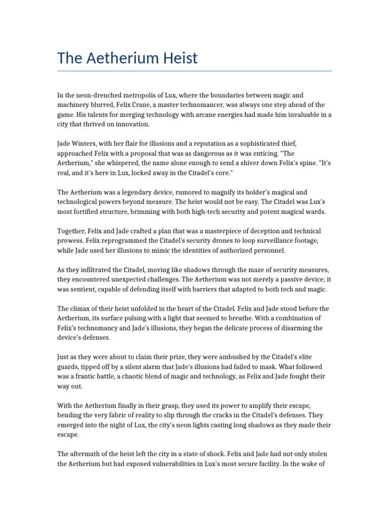 The_Aetherium_Heist_Story | PDF