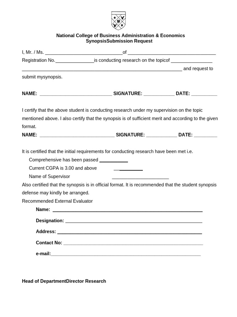 =Thesis-Synopsis submission form | PDF | Thesis