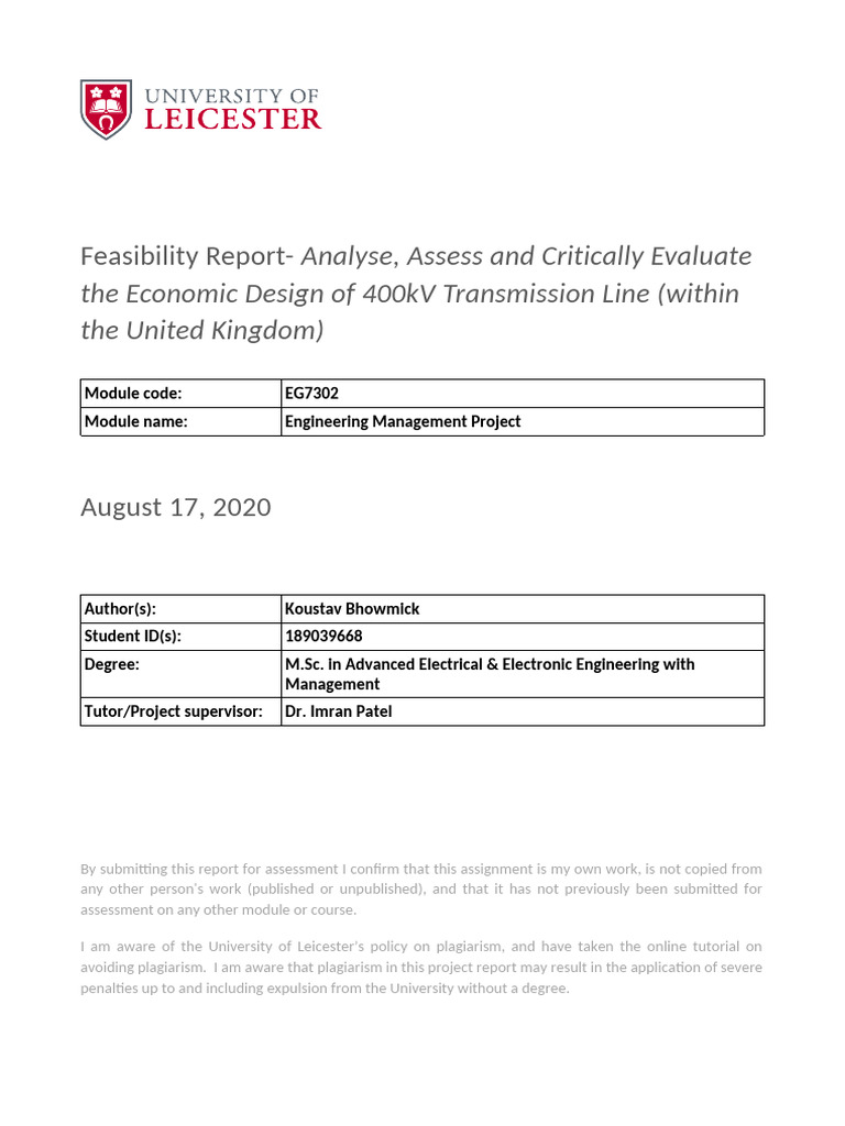 01 Feasibility Report (Final) | PDF | Electric Power Transmission | Matlab