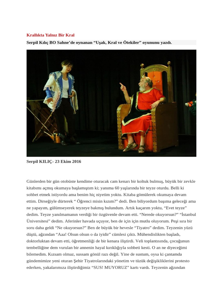 4-Uşak, Kral Ve Öteki̇ler - Tiyatro İzlenim | PDF