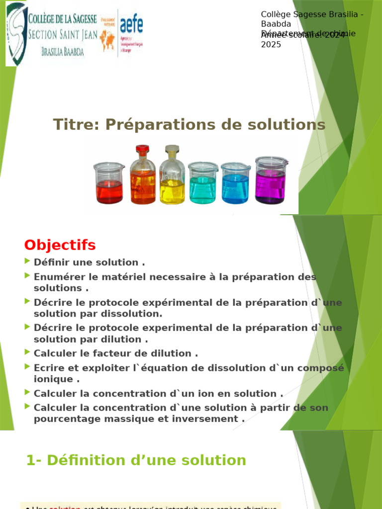 5 Rappel Préparation Des Solutions | PDF | Ion | Liaison ionique